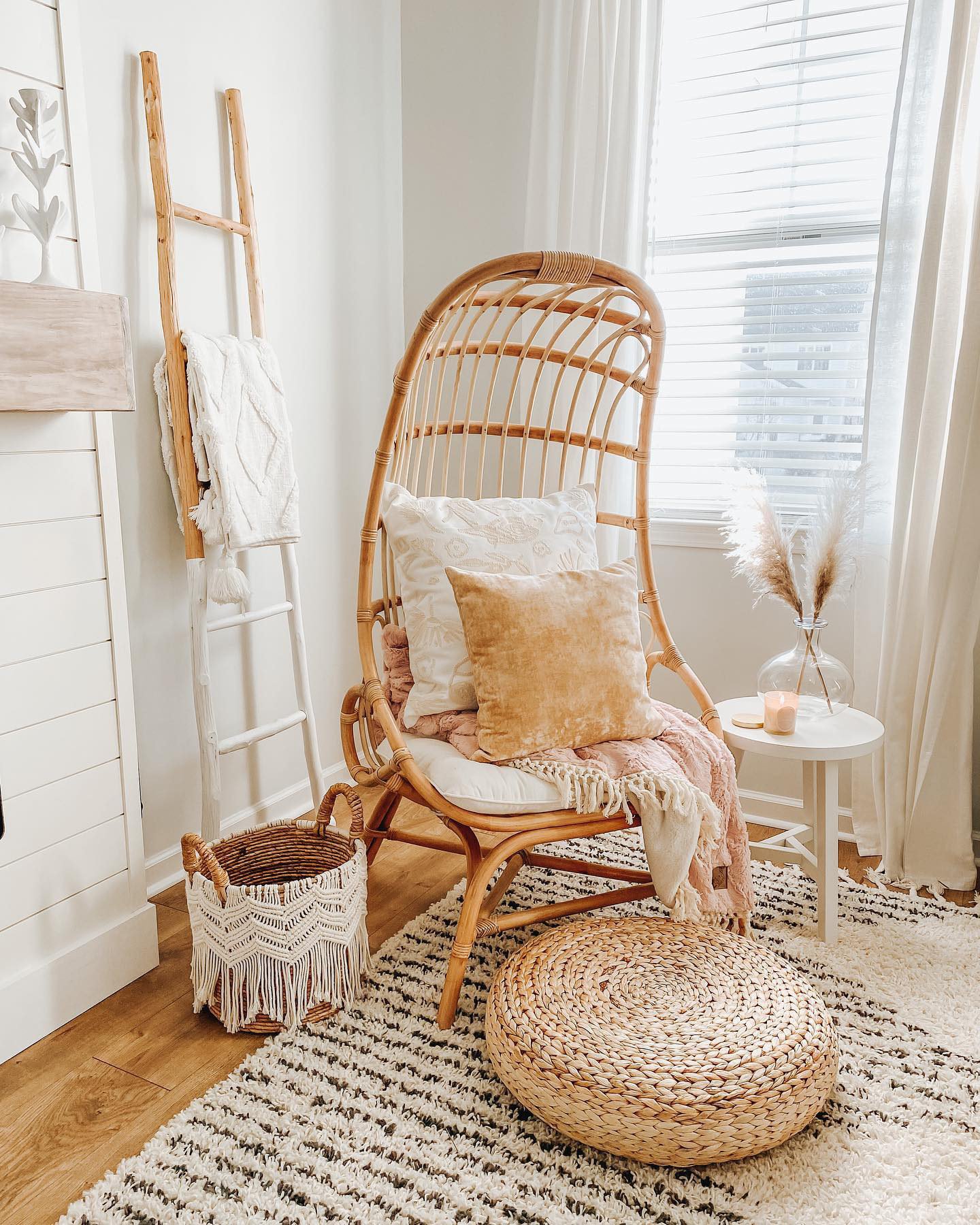 Fallon Natural Rattan Cocoon Chair with Cushion World Market